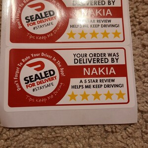 Personalized Doordash Themed Delivery 4x2 Sealed for Delivery Delivery ...