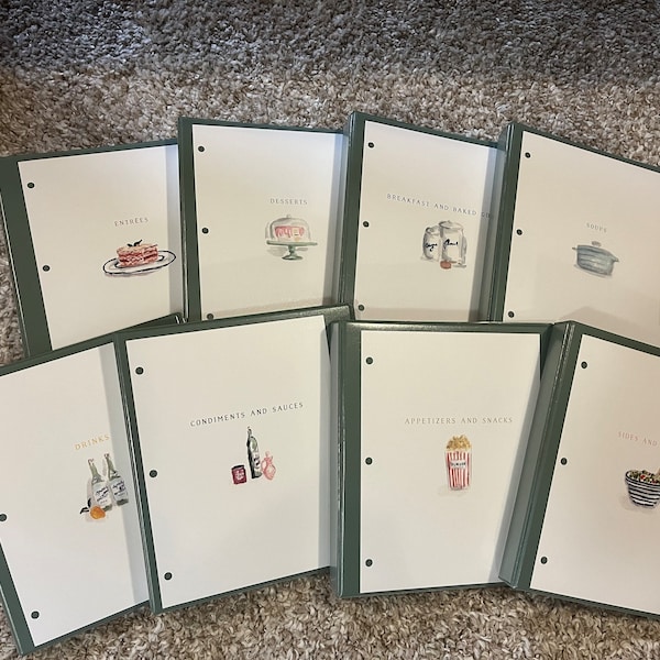 Tab Dividers for Recipe Binder - 8 Categories, Cute Tab Dividers, Fits ...