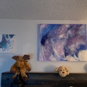 Split Wood Canvas, Half Stained Wood and Half an Acrylic Pour Painting ...