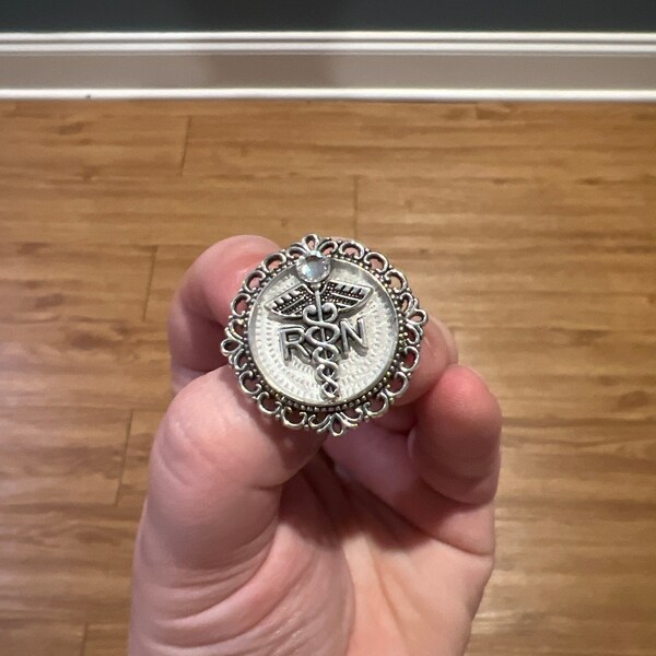 Simple Silver Nurse Pin Pinning Ceremony Natural Outdoors Nursing ...