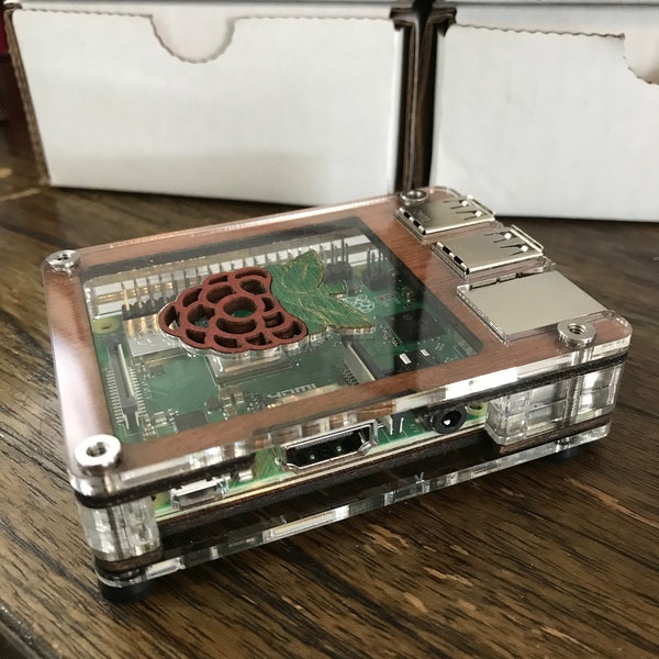 C4labs Zebra Case for Raspberry Pi 3B+, 3, 2 and B+ With Power Cord and Heatsinks - Wood/wood ...