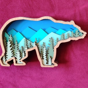 Layered Wolf Art 3D Wall Art Mountains and Trees Outdoor - Etsy