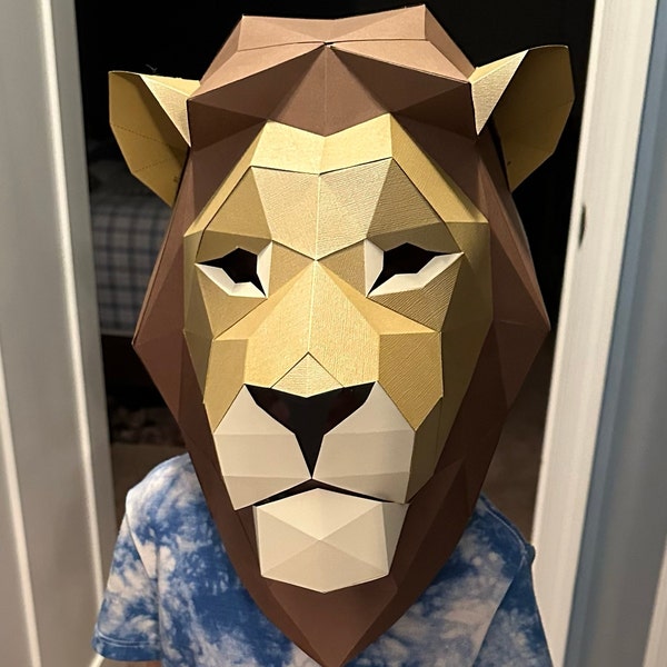 Lion Mask Papercraft: DIY Low Poly Costume (PDF Template) - Etsy