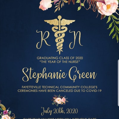 Nursing School Graduation Announcement, Pinning Ceremony, Navy and Gold ...