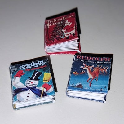 3 Christmas Dollhouse Miniature Book Set B 1:12 Full Set of Christmas ...