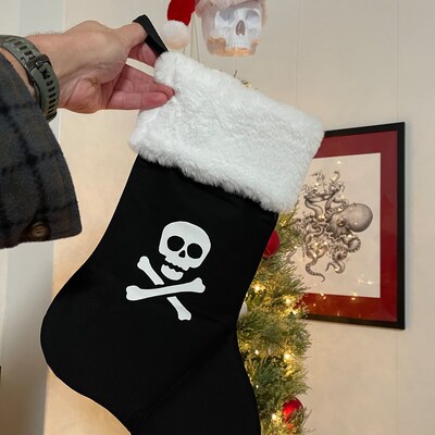 Pirate Skull and Crossbones Christmas Stocking White Faux - Etsy