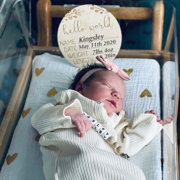 Hello World Sign With Stats Hospital Sign Newborn Announcement Newborn ...