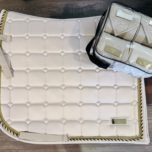 Saddlepad English | Dressage | Gold Blue Navy Crystal | Matching Set ...
