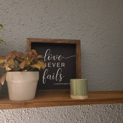 Love Never Fails Wood Sign Valentines Home Decor Valentines Day Gift ...