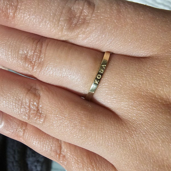 Engraved Gold Ring, Personalized Gold Ring, Solid 14k or 10k Gold ...