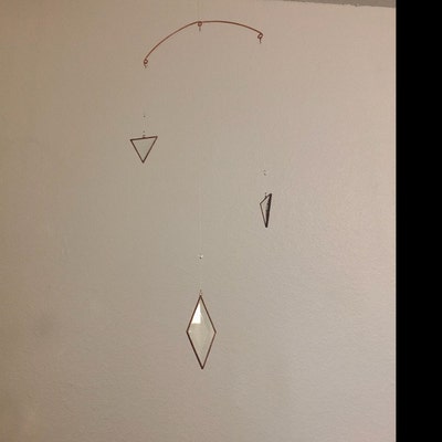 Hanging Mobile Geometric Glass Crystal and Copper Mobile of Triangles ...