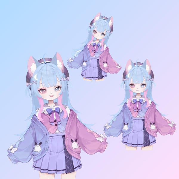 Rigged Fancy Flower Hair Set Vtube Studio With Color Customization - 5 ...