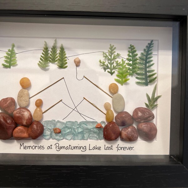 Fall Tree Pebble Art Picture Frame, Falling Leaves, Autumn Wall Hanging ...