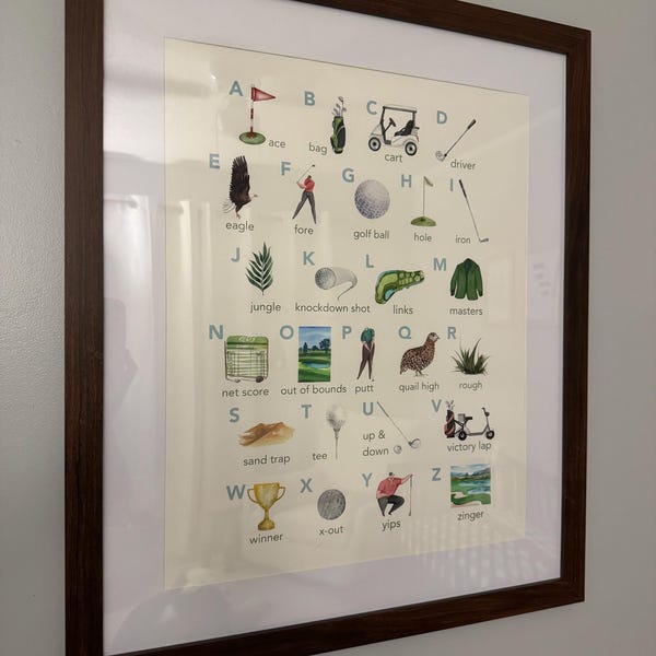 Golf Alphabet Nursery Print, Watercolor Golf Print, Golf Wall Art, Golf ...