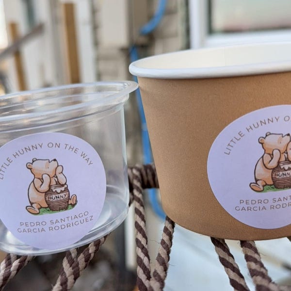 Little Hunny on the Way Arch Labels | Baby Shower Favor | Honey Bear ...
