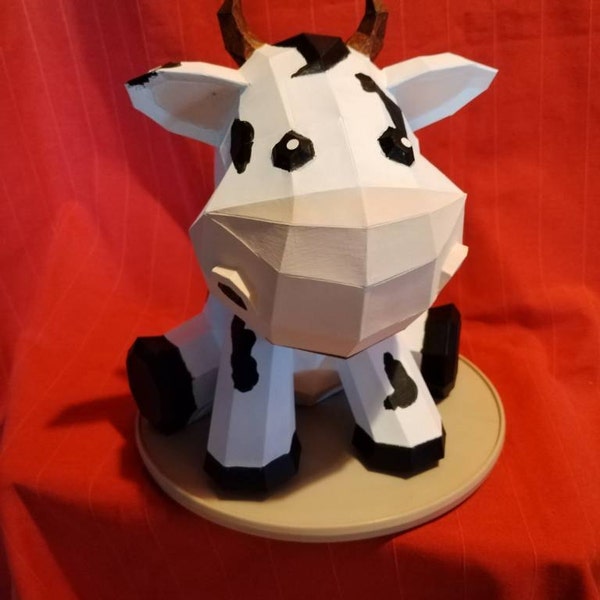 Sitting Cow/ Diy Craft/ Template PDF STUDIO SVG/ Low Poly/ Papercraft ...