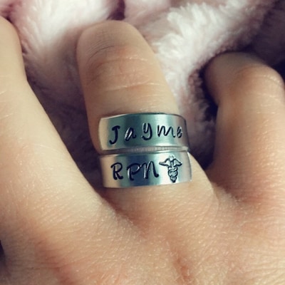 Custom Ring Wrap Ring Custom Hand Stamped Ring Very Sturdy Ring Great ...