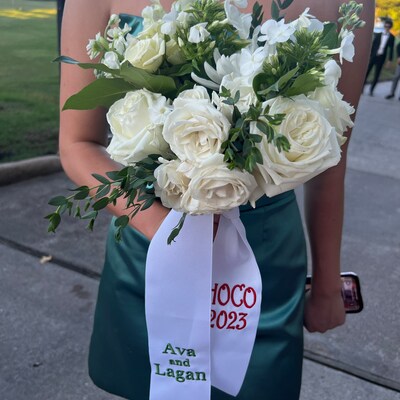 Preppy Monogrammed Homecoming or Prom Bouquet Ribbon/personalized ...