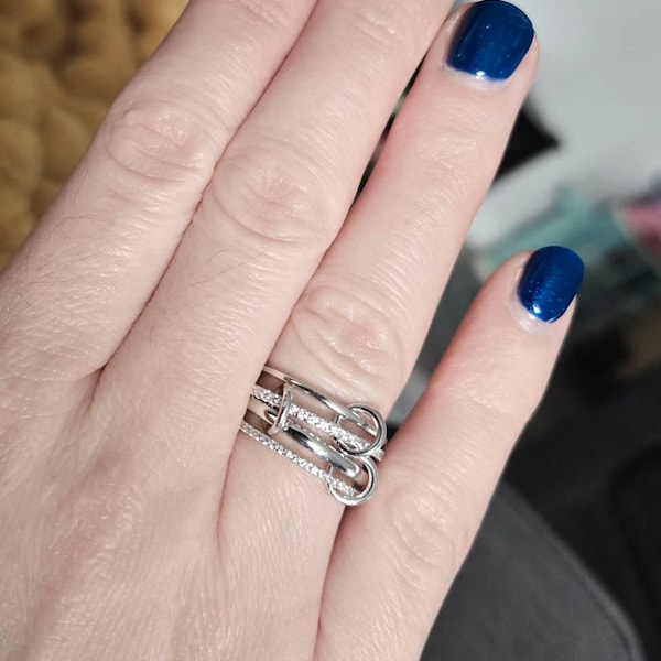 18K Gold Trendy Multi Link Ring in Rouge, Spinelli Kilcollin Dupe, Non ...