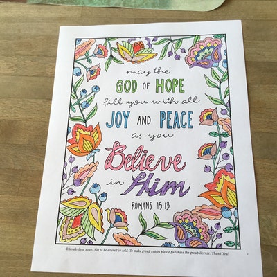 God of Hope, Coloring Page, Romans 15:13, Printable Coloring, Christian ...