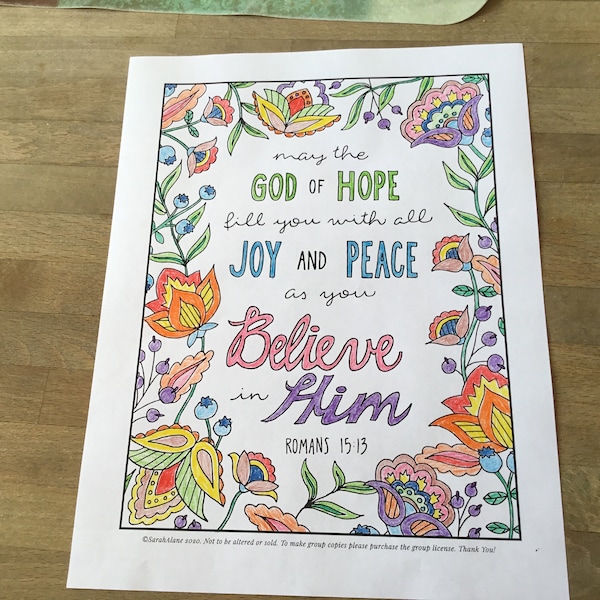 God of Hope Coloring Page, Romans 15:13 | Printable Digital Download - Etsy