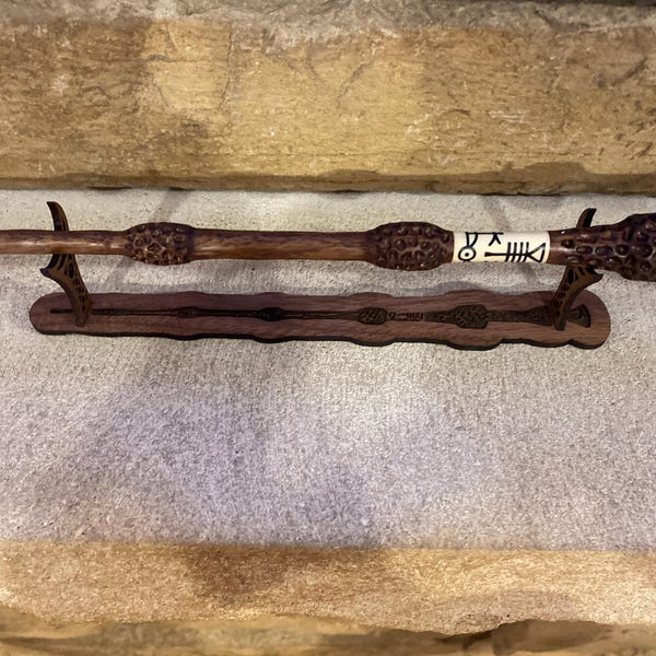 Laser Cut Wand Stand With Engraving - Black Walnut or Cherry Wood - Etsy