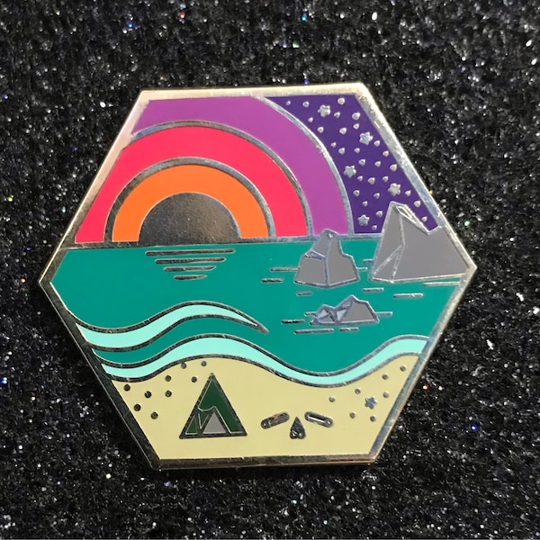 Rocky Beach Enamel Pin - Etsy