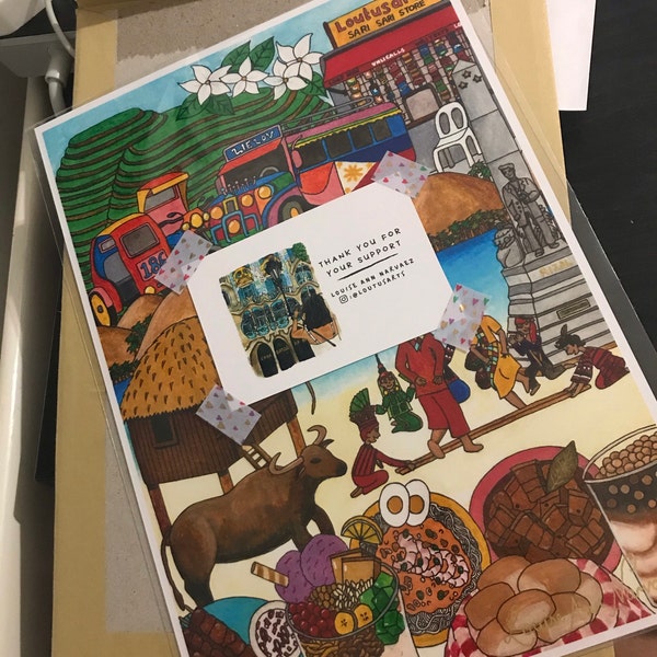 Philippines Art Print | A4 Size | Hand Drawn Illustration, Gouache Print, Wall Art, Painting ...