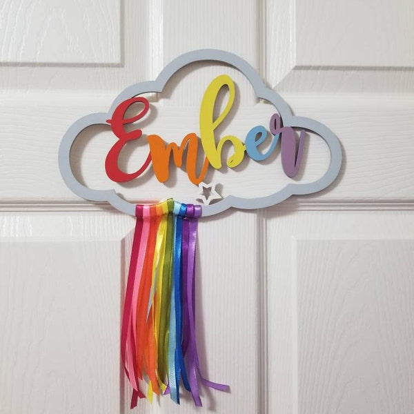 Personalised Rainbow Name Cloud -door Sign - Bedroom Nursery Sign - Etsy