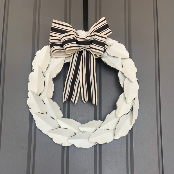 Grey Cream Farm Bow, French Country Bow, Farmhouse Wreath Bows, Rustic ...
