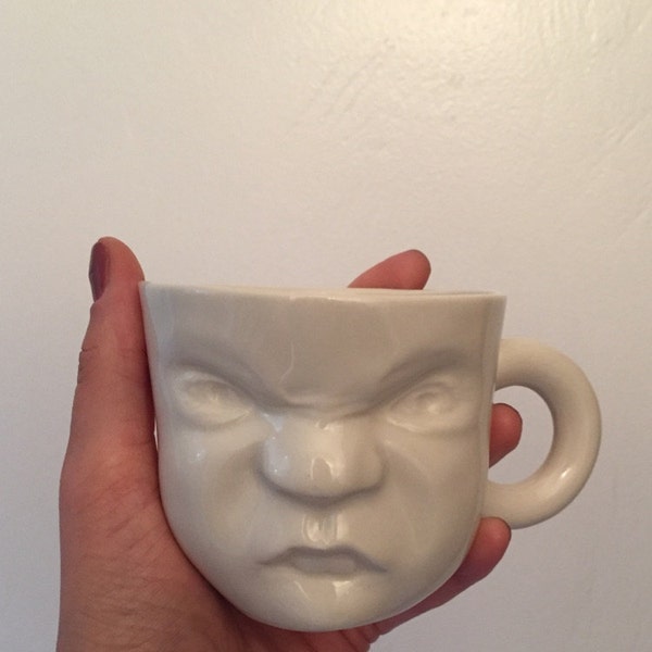 Grumpy Coffee Mug – Handmade Porcelain Tea Cup, Unique Gift for Coffee ...