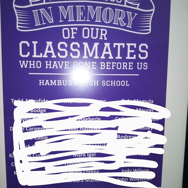 In Memory Sign for Reunion Memorial, in Memoriam of the Classmates Who ...