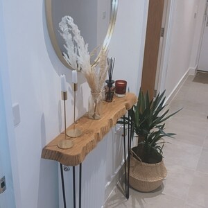 Live Edge Round Corners Console Table Hairpin Legs Wooden | Etsy