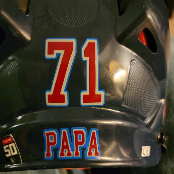 Custom Hockey Helmet Label Decal Name Jersey Number Athletic Decals ...