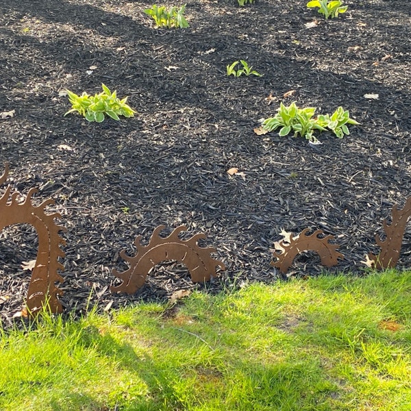 Rusty Metal Dragon Garden Sculpture / Sea Serpent Garden Sculpture ...