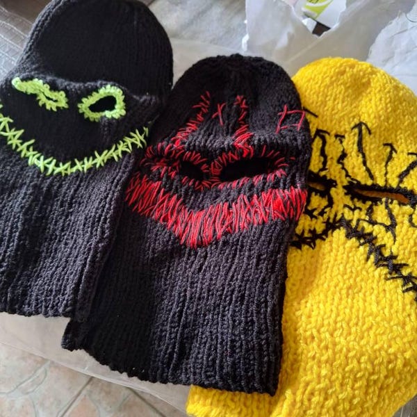 Handmade Knit Balaclava Ski Mask Devil Creepy Joker Halloween Cosplay ...