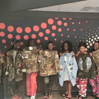 Patch Party Club 10.5 denim Headwrap - Etsy