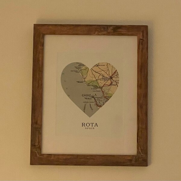 Rota Map Heart Print, Spain Map Art, Rota Spain Map, Heart Map Print ...