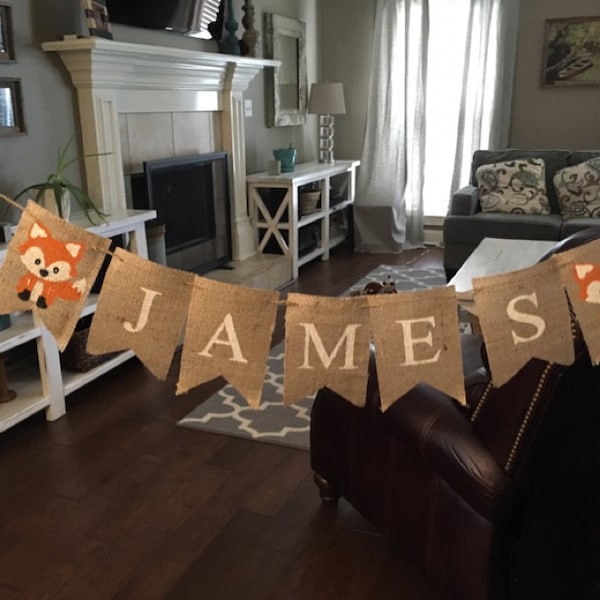 Woodland Party Decor, Custom Fox Banner, Woodland Baby Shower ...