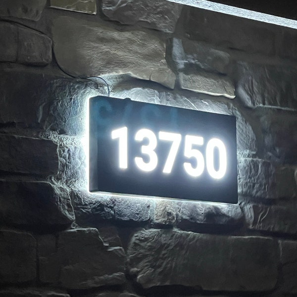 Metal & Acrylic LED House Number Sign | Custom Address Number | Light ...