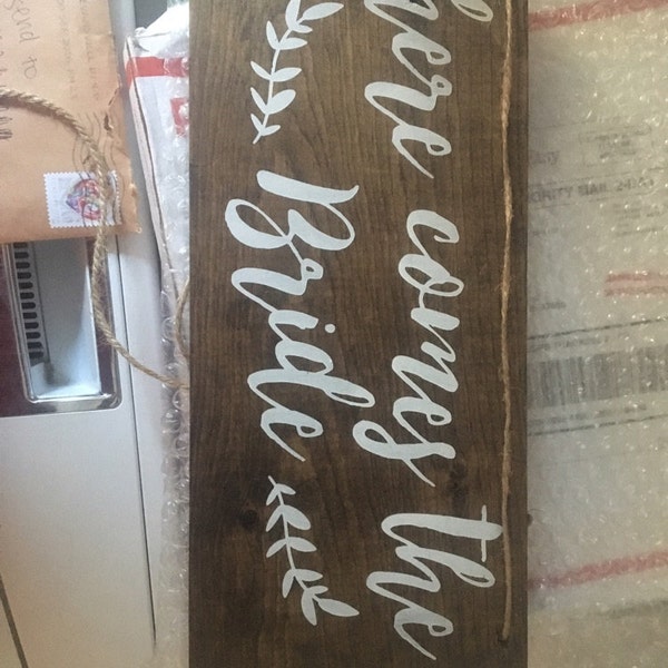 Here Comes the Bride Sign - Wedding Sign - Custom Wedding Sign - Rustic ...