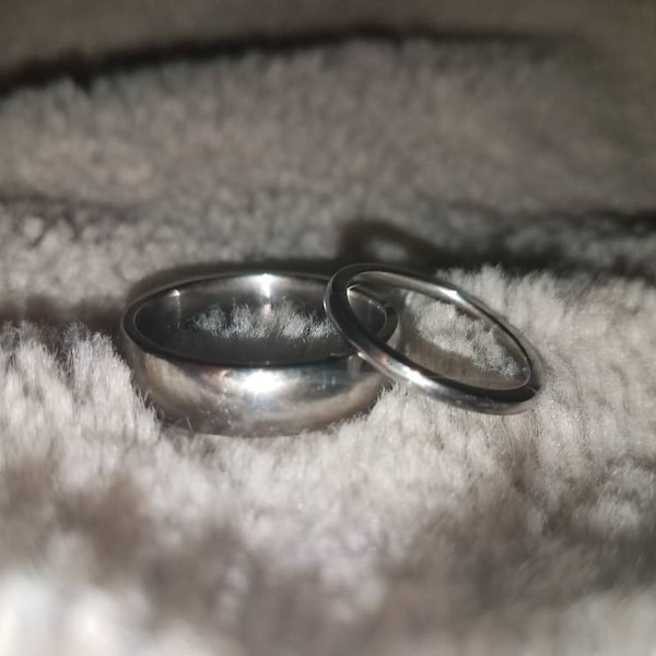 Matching Titanium His and Hers Ring Set, Titanium Promise Rings, Bands ...