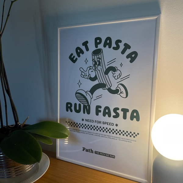 Eat Pasta Run Fasta Poster – Humorous Runner Art Print - Etsy UK