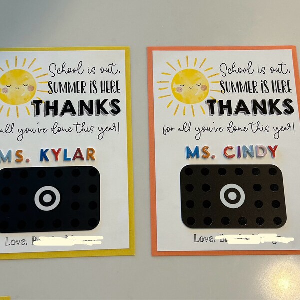 End of Year Teacher Gift Card Holder Template, Printable School's Out ...