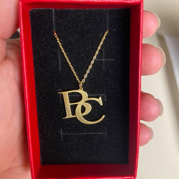 Two Initials Necklace, Double Letters Pendant , Mothers Necklace , Gold ...