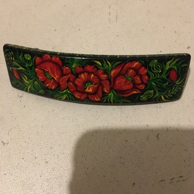 Hair Barrette Wooden Hand Painted Hair Clip Handmade Russian - Etsy