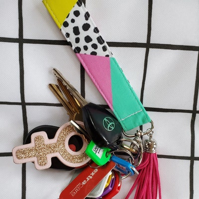 Colorful Keychain Wristlet Colorful Key Fob Spots Keychain Bracelet Key ...