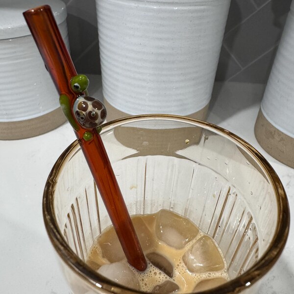 TURTLE on Amber GLASS STRAW - Reusable Straws | Glass Straws | Eco ...