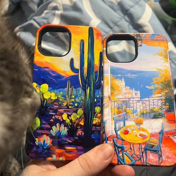 Stained Glass Phone Case Ocean Waves Colorful Sun Art Nature Inspired ...