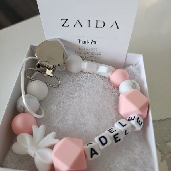 Pink Customized Baby Pin With Bead Name - Etsy